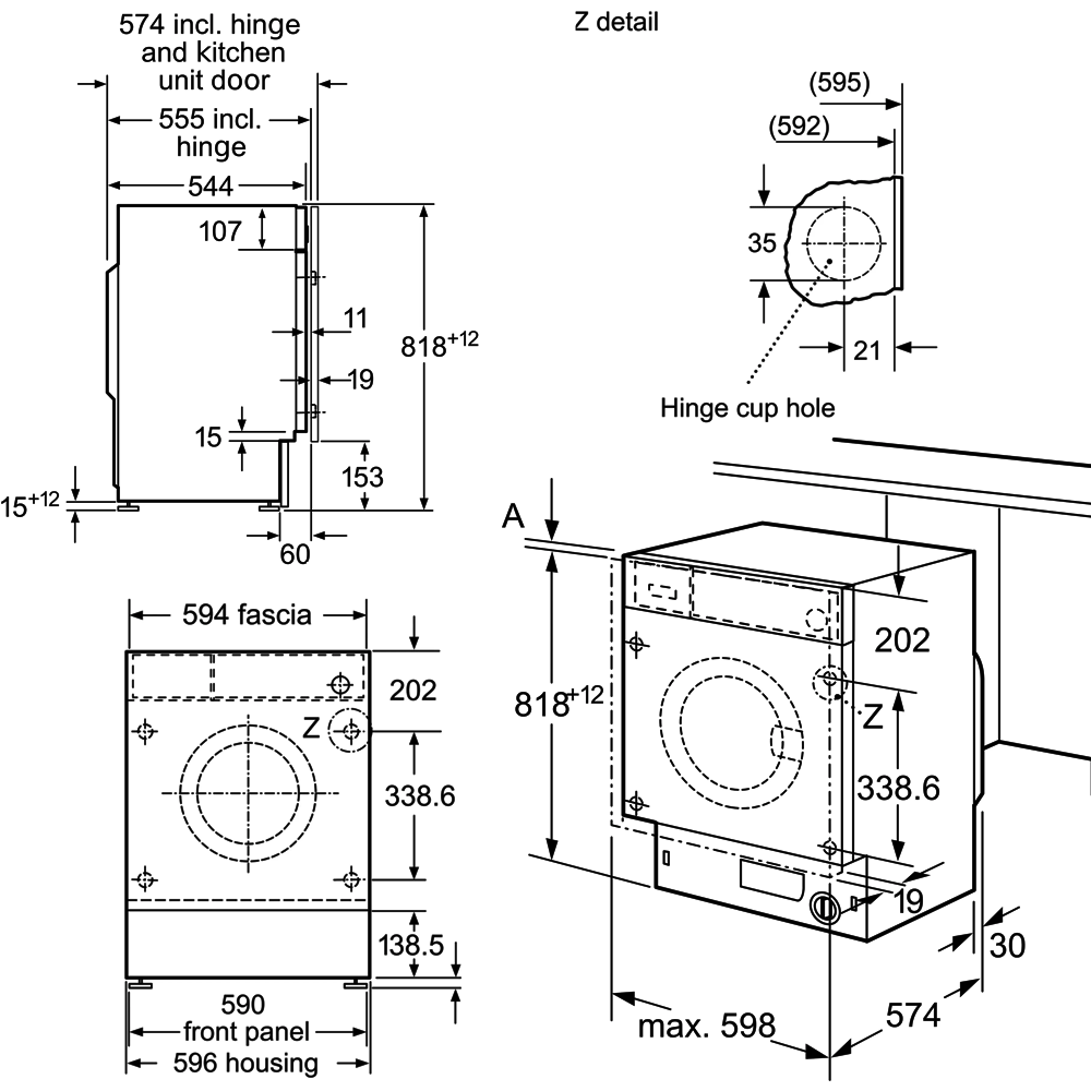 Bosch Series 6 8kg 1400rpm Built In Washing Machine