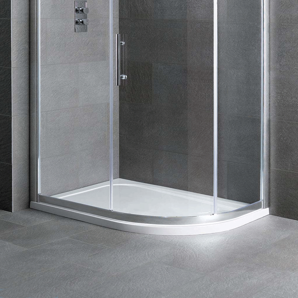 Eastbrook Volente Offset Quadrant Shower Tray 900mm X 760mm Stone Resin