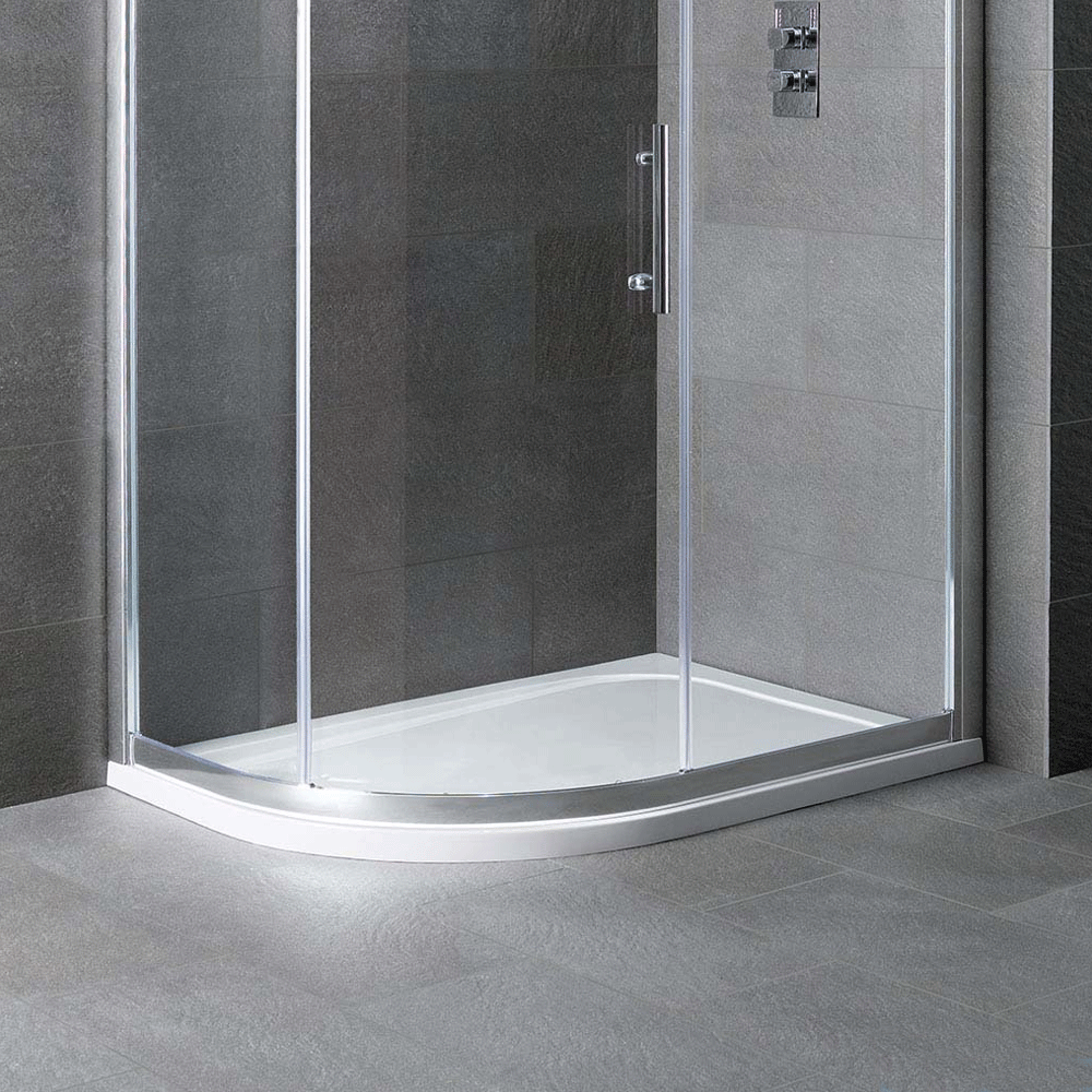 Eastbrook Volente Offset Quadrant Shower Tray 1000mm X 760mm Stone Resin